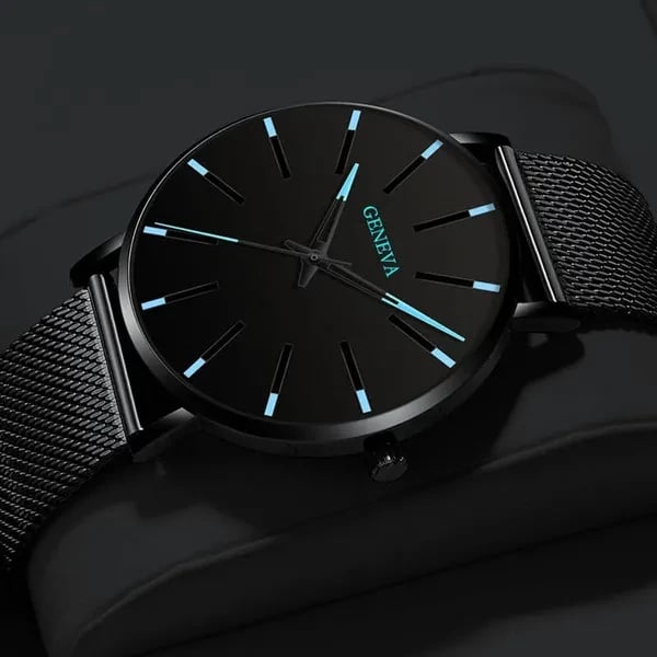 Orë dore për meshkuj Geneva Z68, e zezë/e kaltër | foleja
