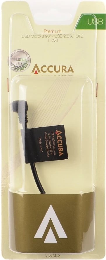 Kabllo Accura Premium Micro-USB OTG, 0.11m, e zezë | foleja