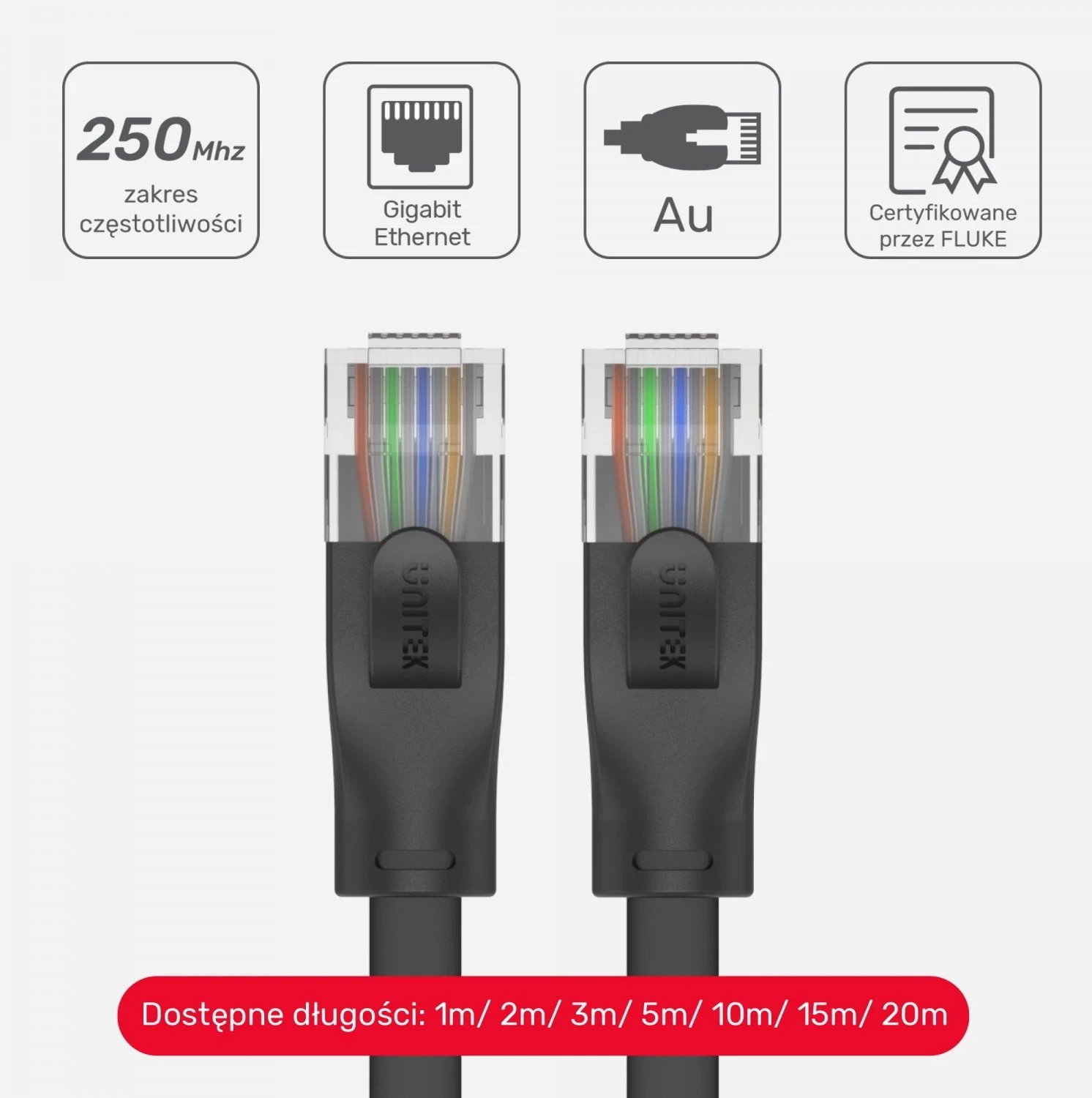 Kabllo UTP Unitek, 3.0m i sheshtë | foleja