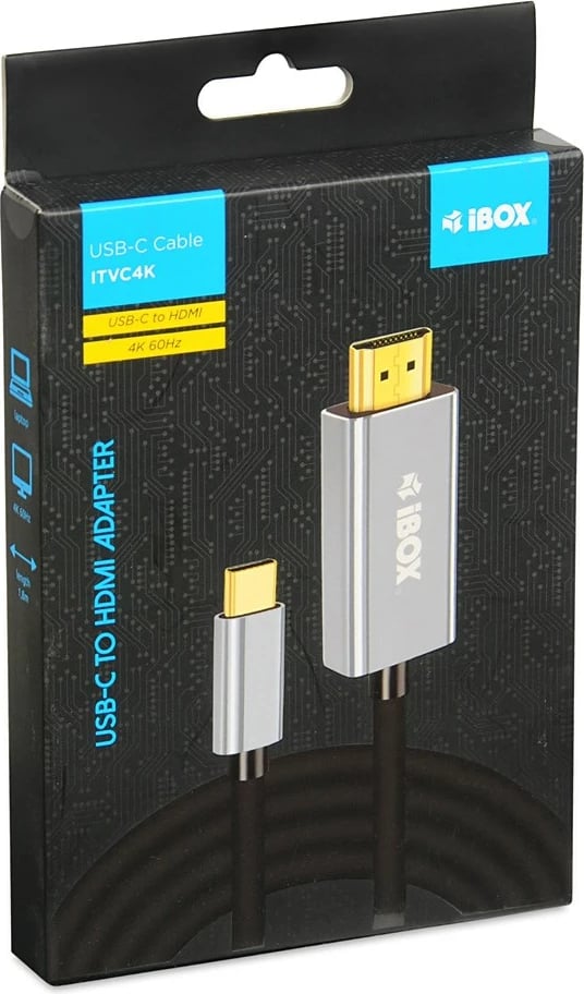 Kabllo IBOX ITVC4K nga USB-C në HDMI, e zezë | foleja