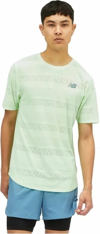 Fanellë për vrapim për meshkuj New Balance, e gjelbër | BSW-200038331