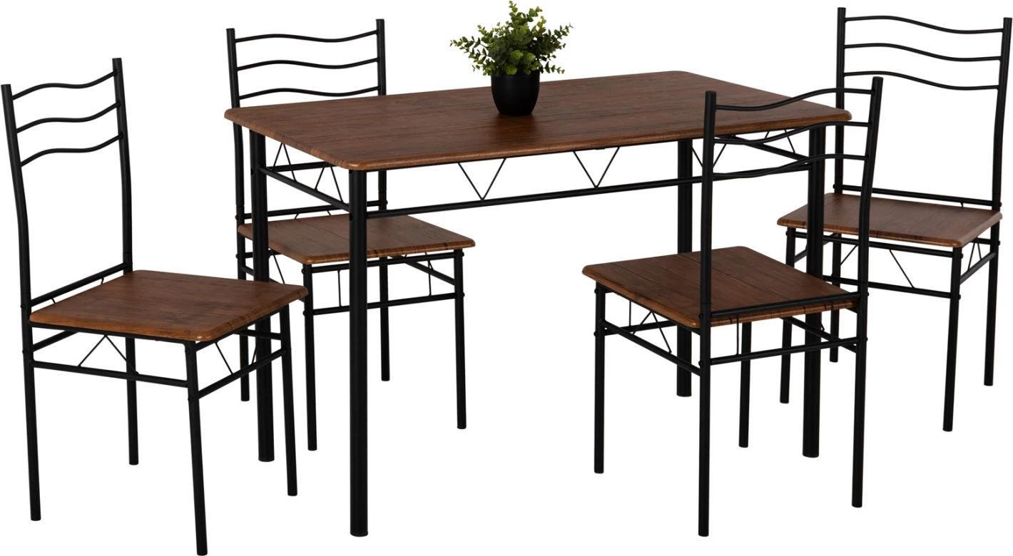 Set për darkë 5 pjesë PEASY FH9415.01 metalik i zi-MDF ngjyrë arre ...