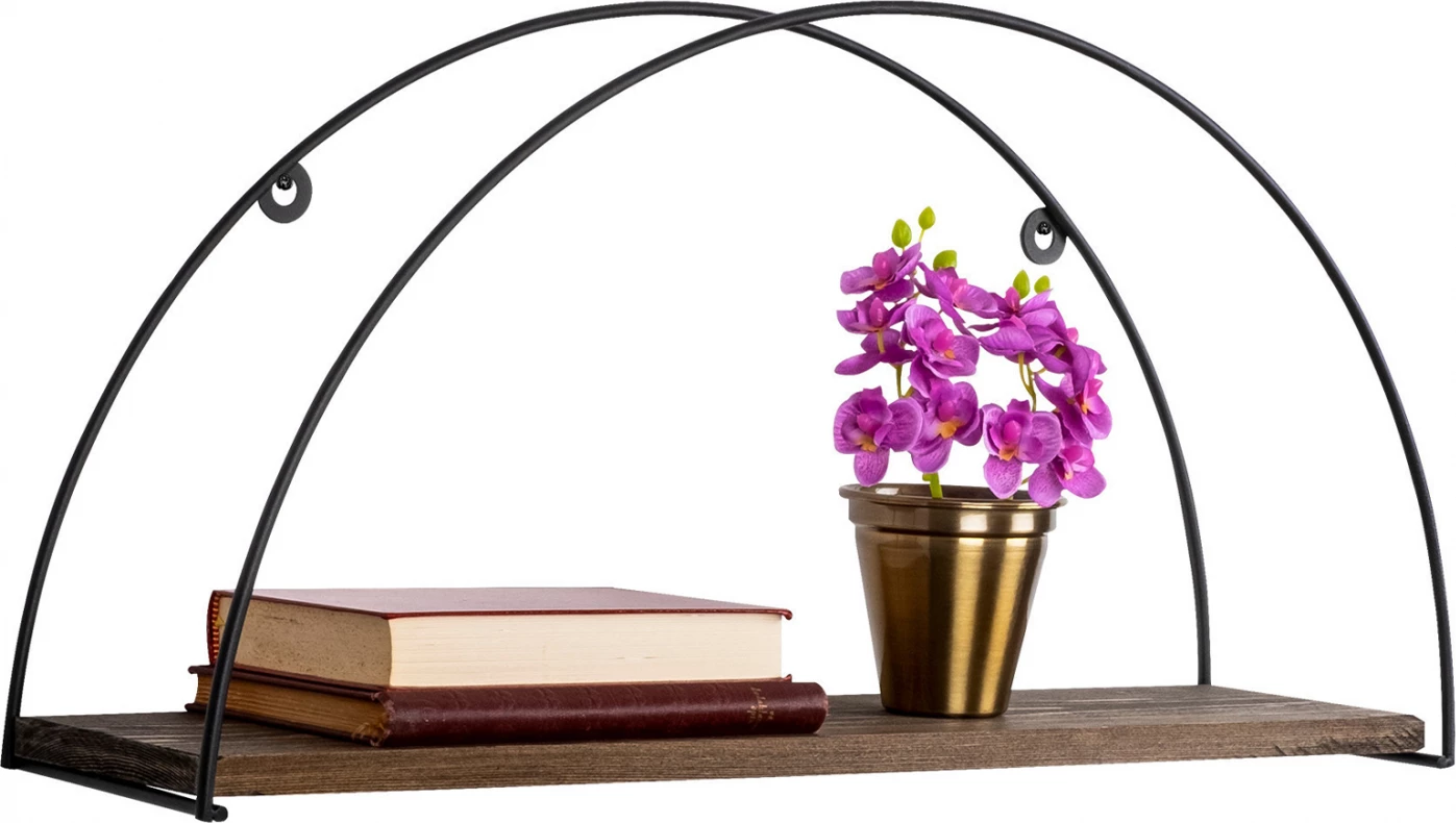 Raft muri prej druri bredhi dhe metali të zi FH9112.01 60x15x30 cm | foleja