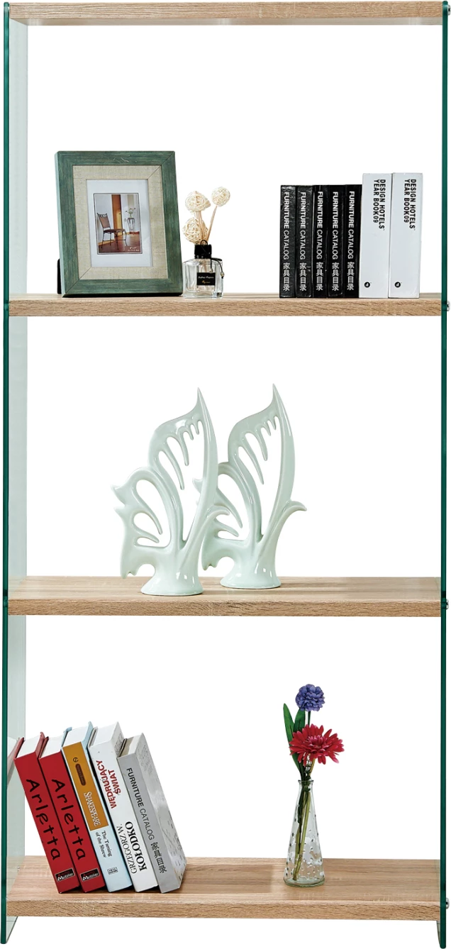 Raft librash nga xhami dhe rafte nga mdf 76X30X165 FH8092 | foleja