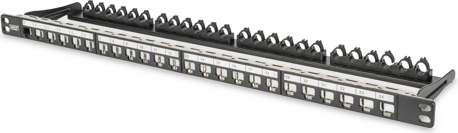 Patch panel Digitus modular Cat6a 24 porta, 0.5U, i zi | foleja