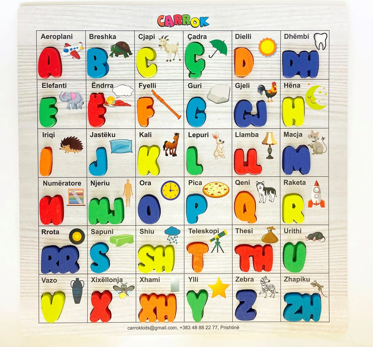 Puzzle i alfabetit shqip për fëmijë, 36 shkronja | foleja