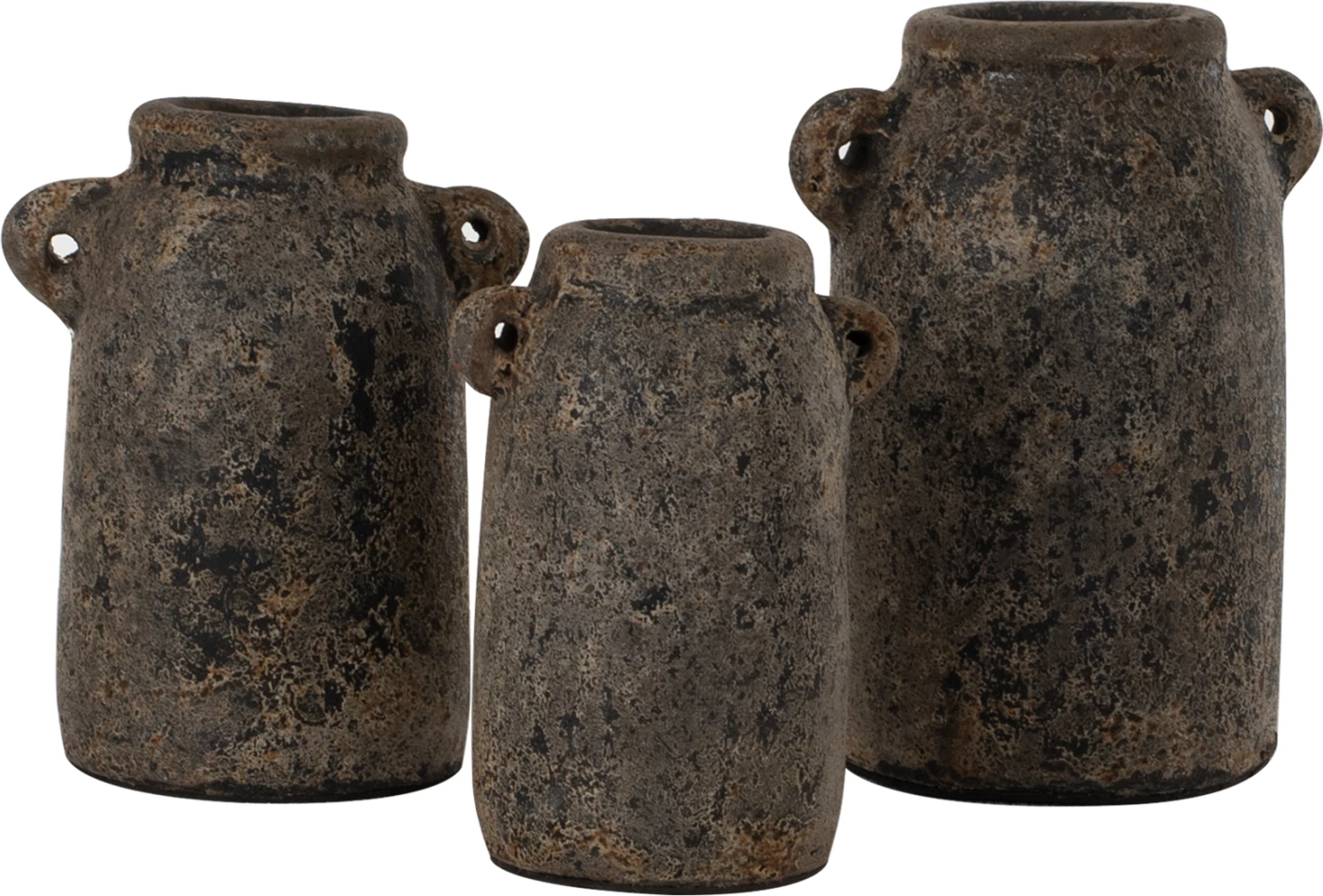 Vazo dekorative 3 copë, gri antike, terrakota, FH7710 | foleja