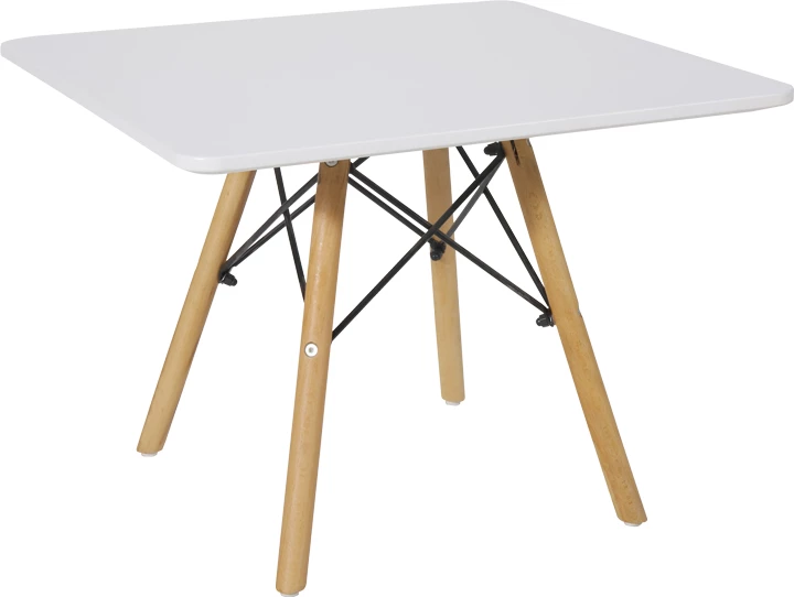 Tavolinë për fëmijë, MDF e bardhë dhe dru ahu natyral, 60x60x51 cm ...