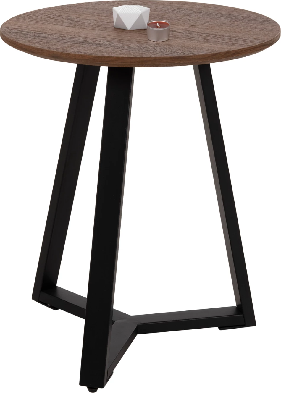 Tavolinë anësore FH9587.04 MDF ngjyrë arre-bazë metalike e zezë ...