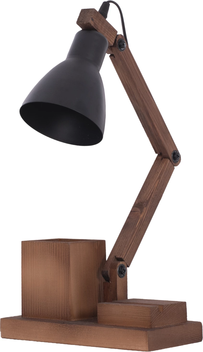 Llambë tavoline prej druri, ngjyrë arre, kapak i zi, 23x35x50H cm ...