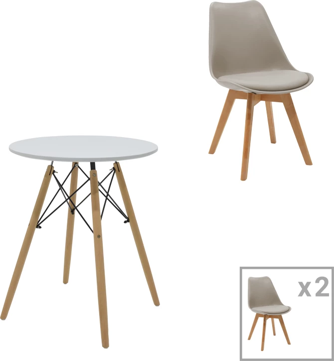 Tavolinë me karrige Julita-Gaston, MDF dhe dru ahu | foleja