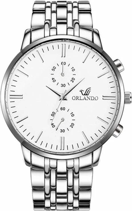 Orë dore për meshkuj Orlando CK8001AB, me bateri, argjendtë/bardhë ...