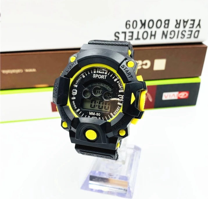 Orë digjitale Sport WR30MV, zezë/verdhë | foleja