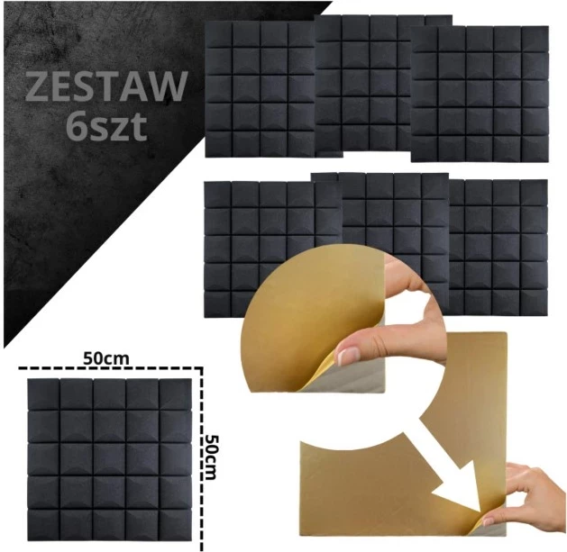 Set panele akustike DNA AM5 BK, 6 copë, e zezë | foleja